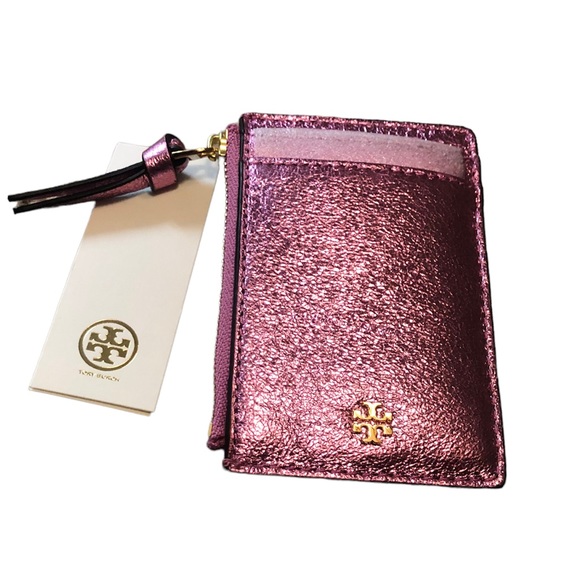 Tory Burch | Accessories | Hp Tory Burch Crinkle Metallic Zip Card Case ...